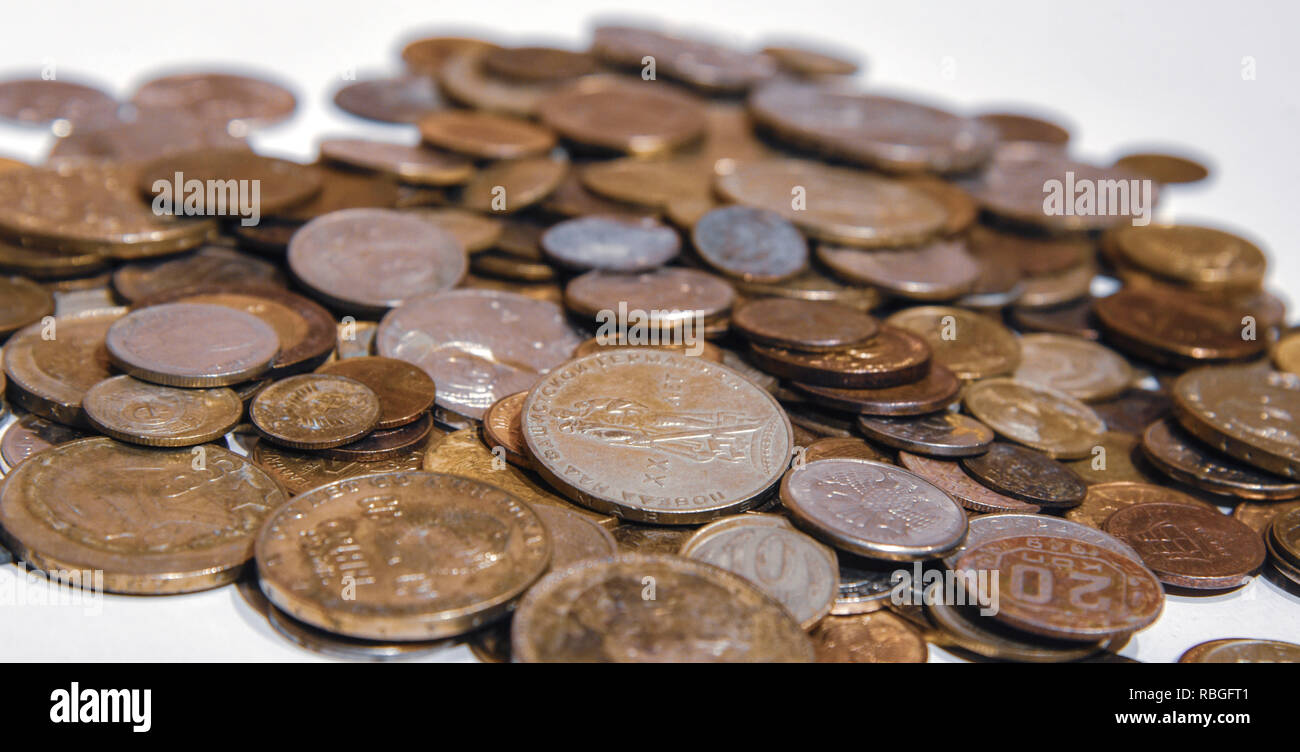 a bunch of Soviet coins Stock Photo - Alamy
