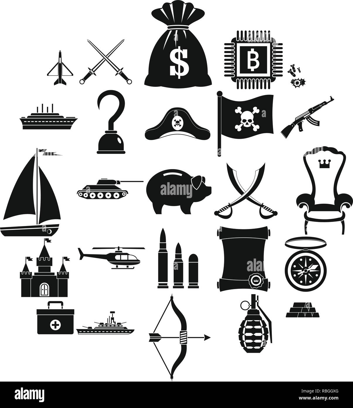 Combat icons set, simple style Stock Vector Image & Art - Alamy