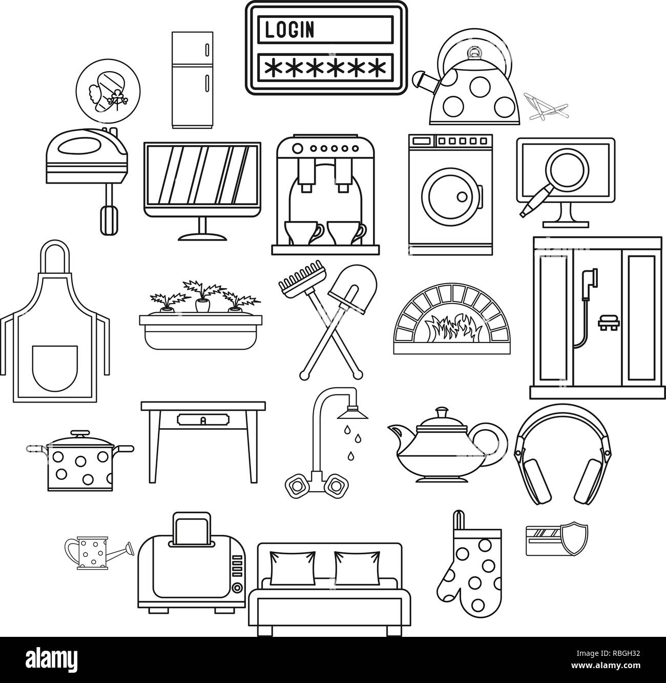 Cool house icons set, outline style Stock Vector Image & Art - Alamy