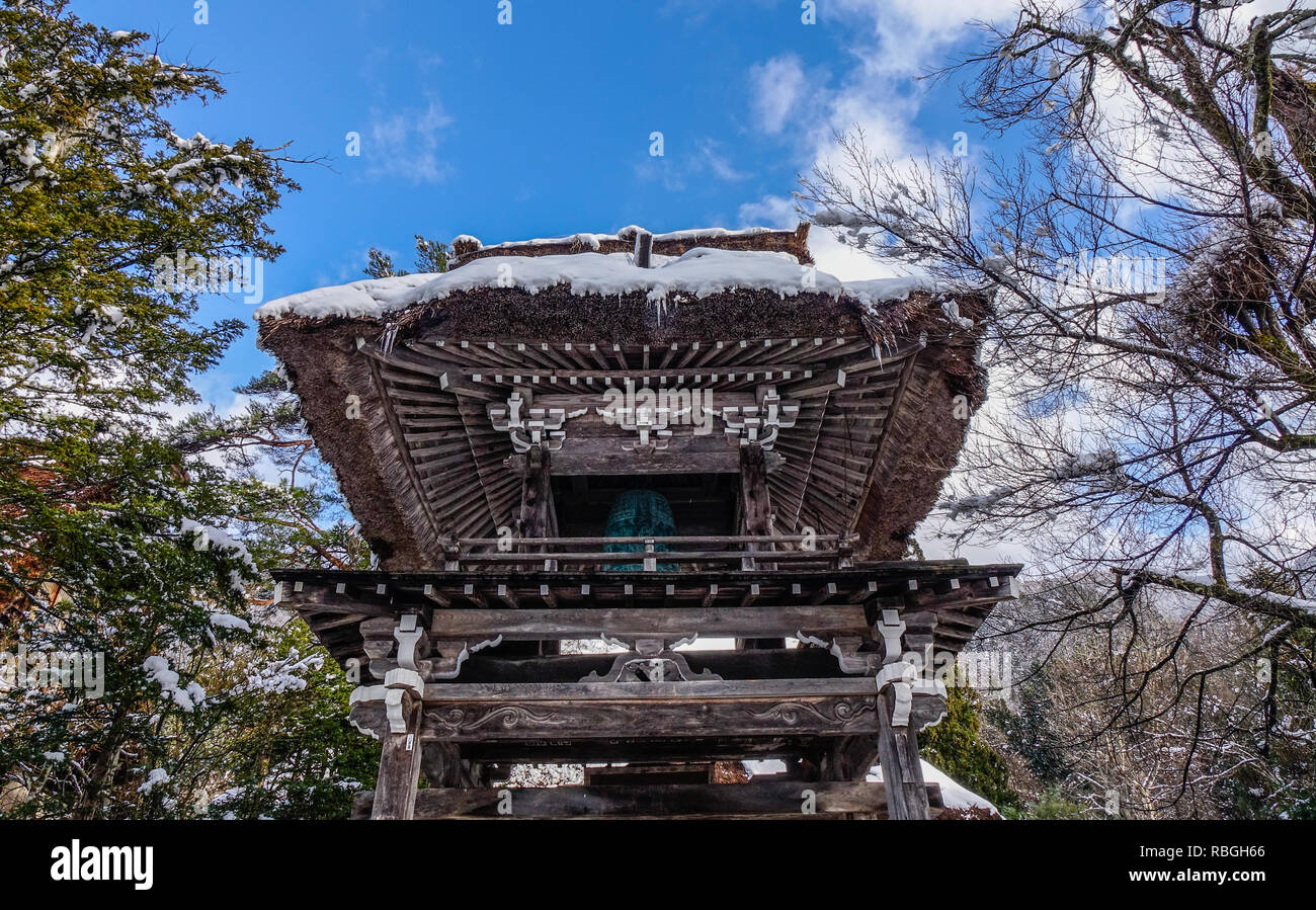 Bell Tower of ancient temple in Historic Village of Shirakawago at ...