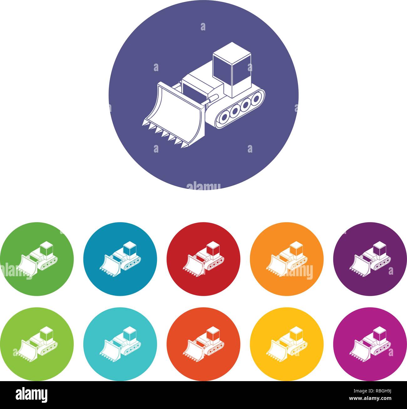 Bulldozer icons set vector color Stock Vector Image & Art - Alamy
