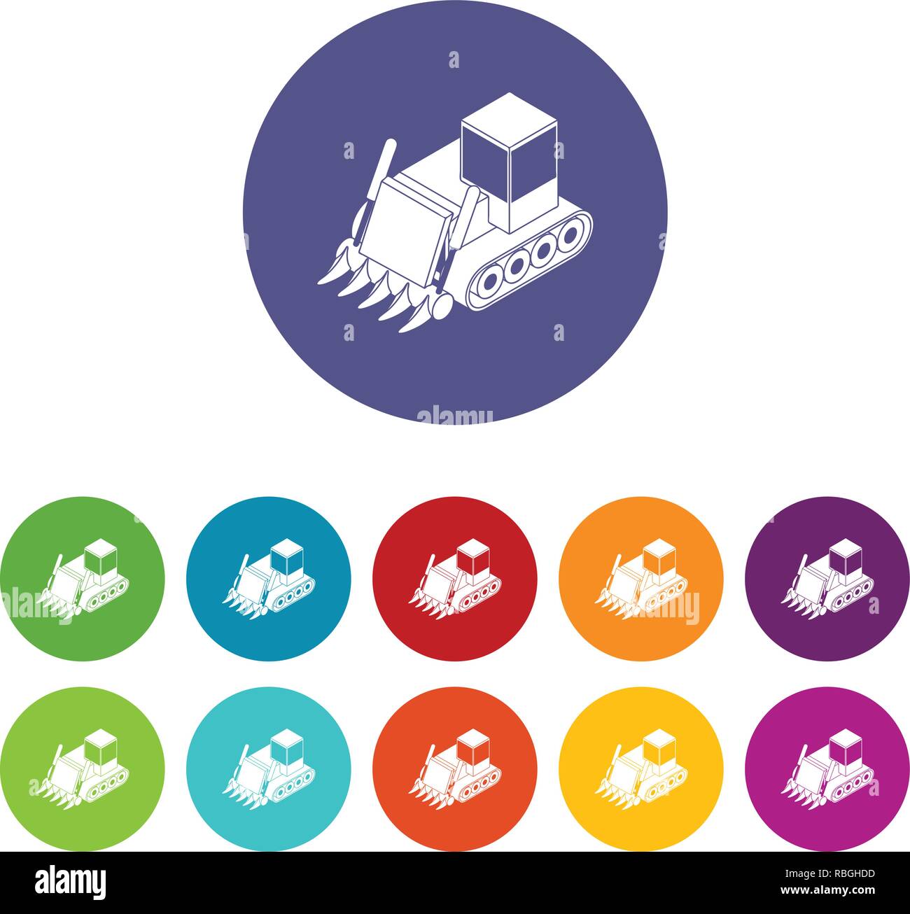 Construction bulldozer icons set vector color Stock Vector Image & Art ...