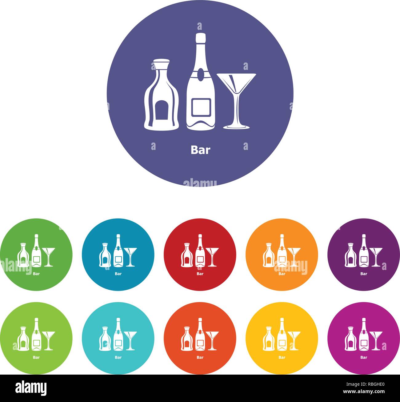 Bar icons set vector color Stock Vector Image & Art - Alamy