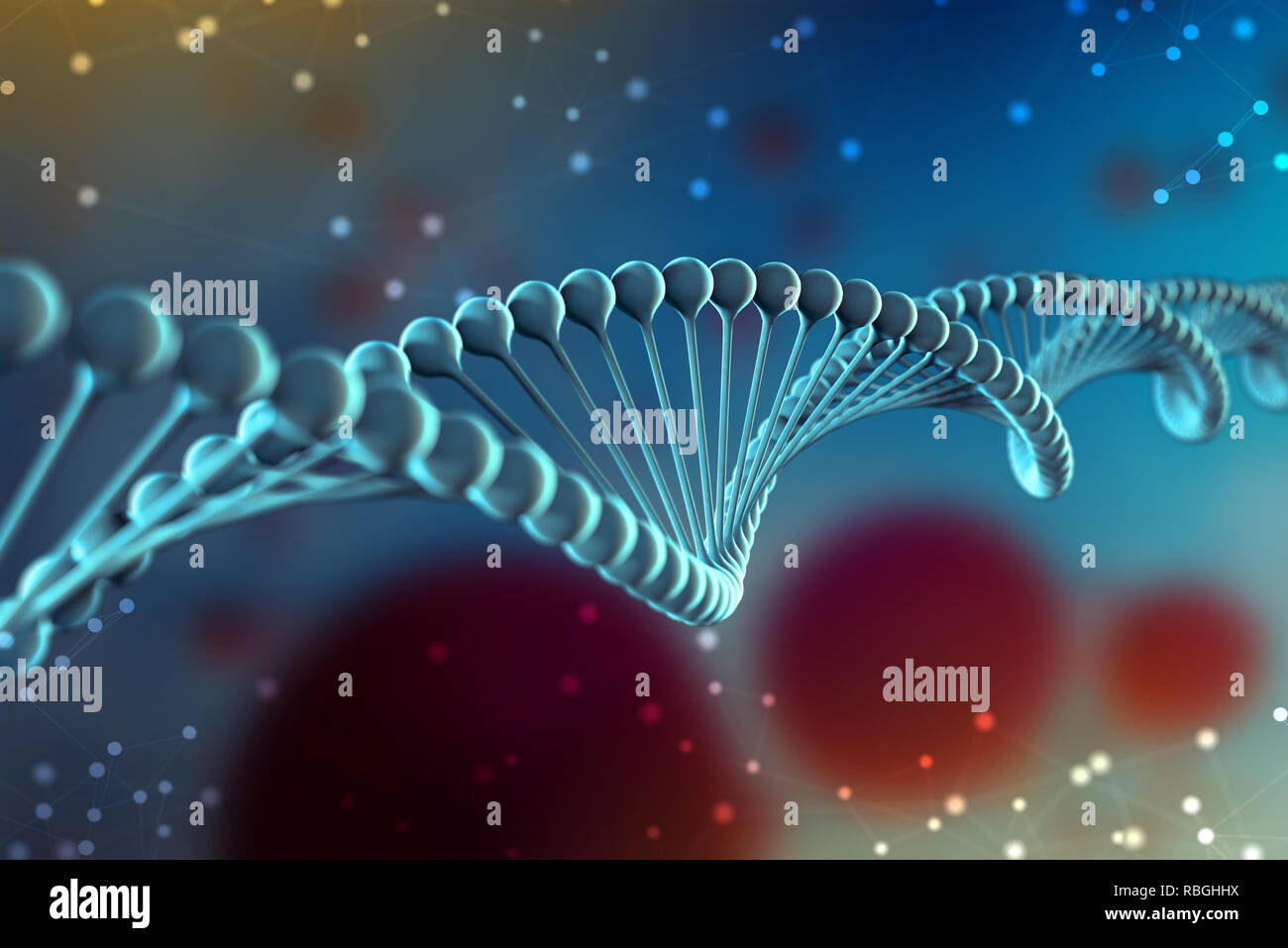 3d Illustration of DNA molecule. The helical molecule of a nucleotide ...