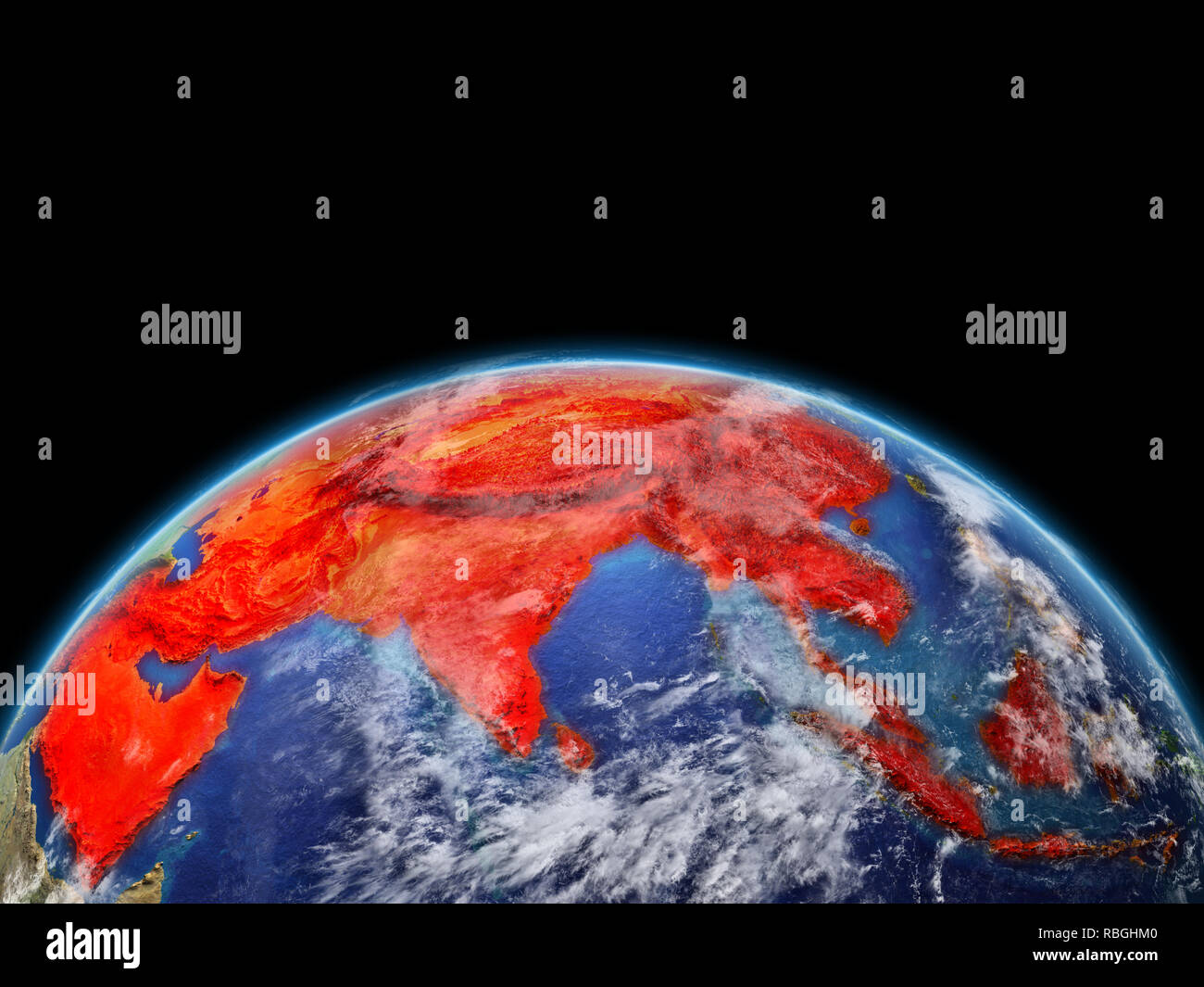 Asia on planet planet Earth. Extremely detailed planet surface and ...