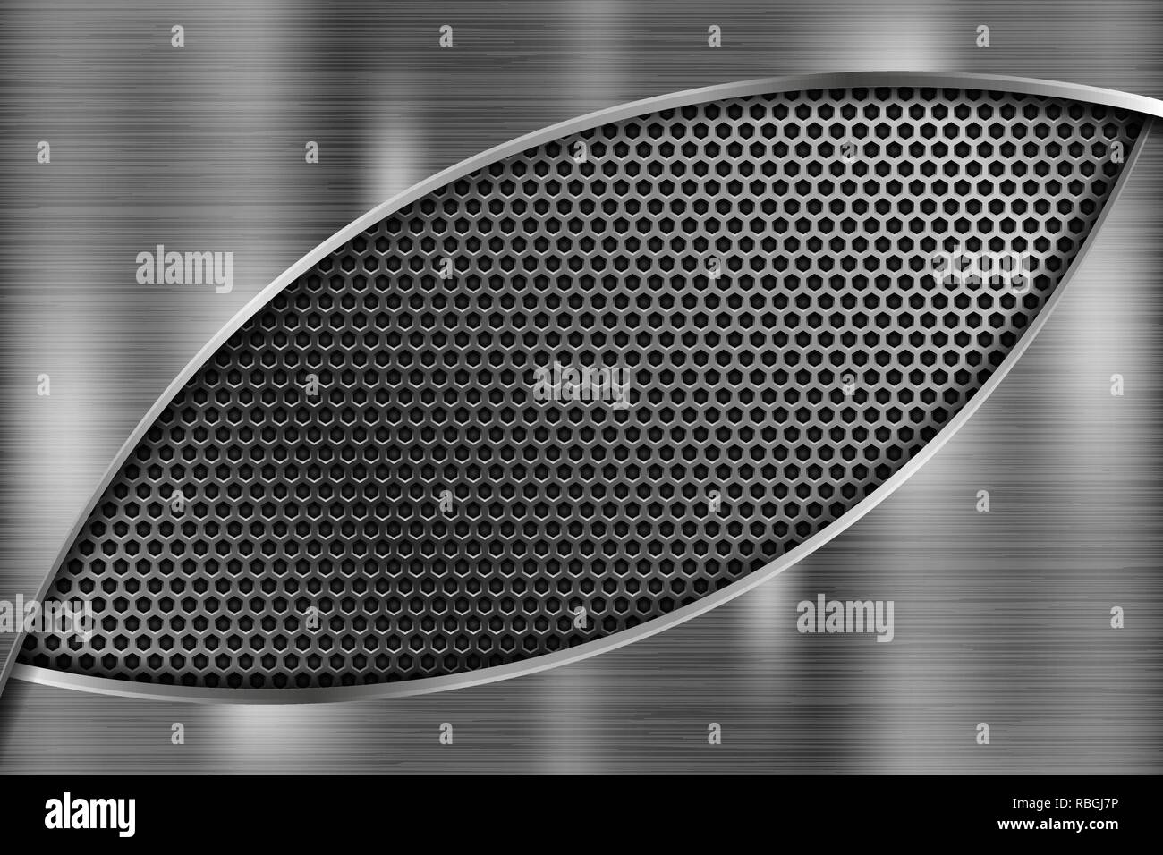 Metal 3d background with oval perforated metal texture. Scratched ...