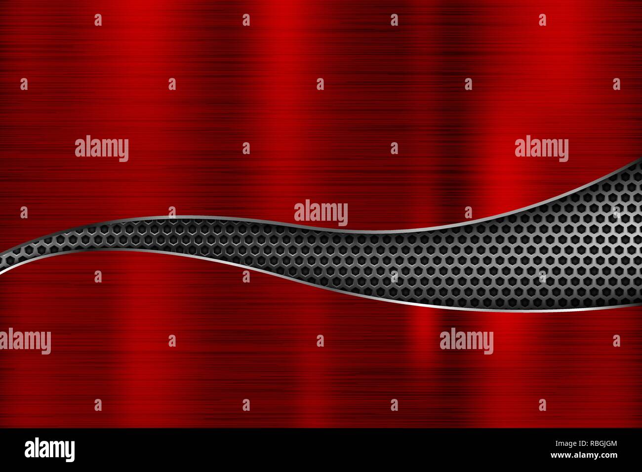 Red metal background with perforated 3d element Stock Vector Image ...