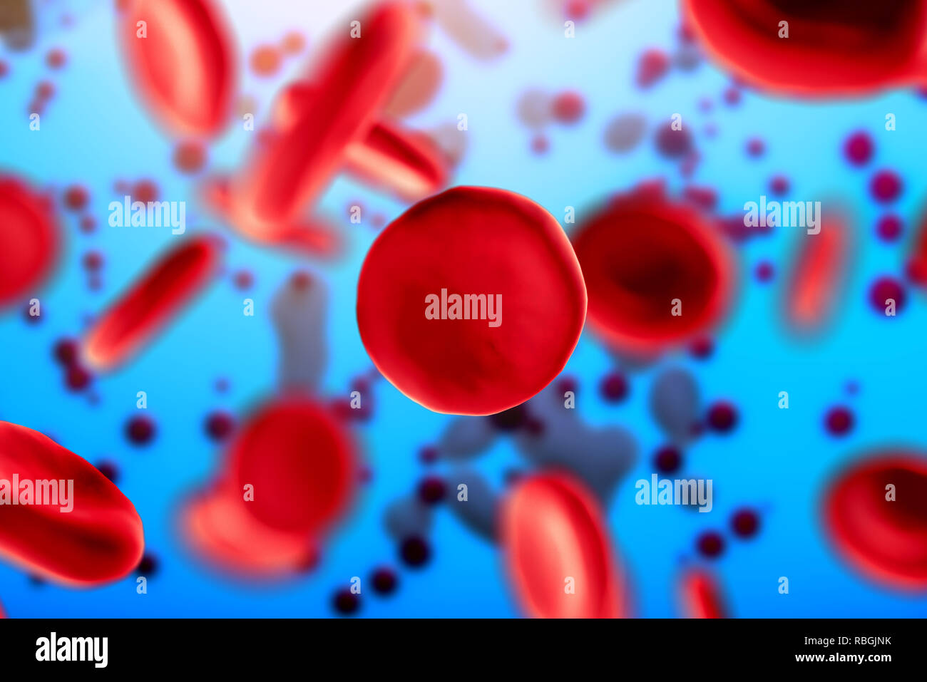 3d illustration of red blood cells erythrocytes close-up under a ...
