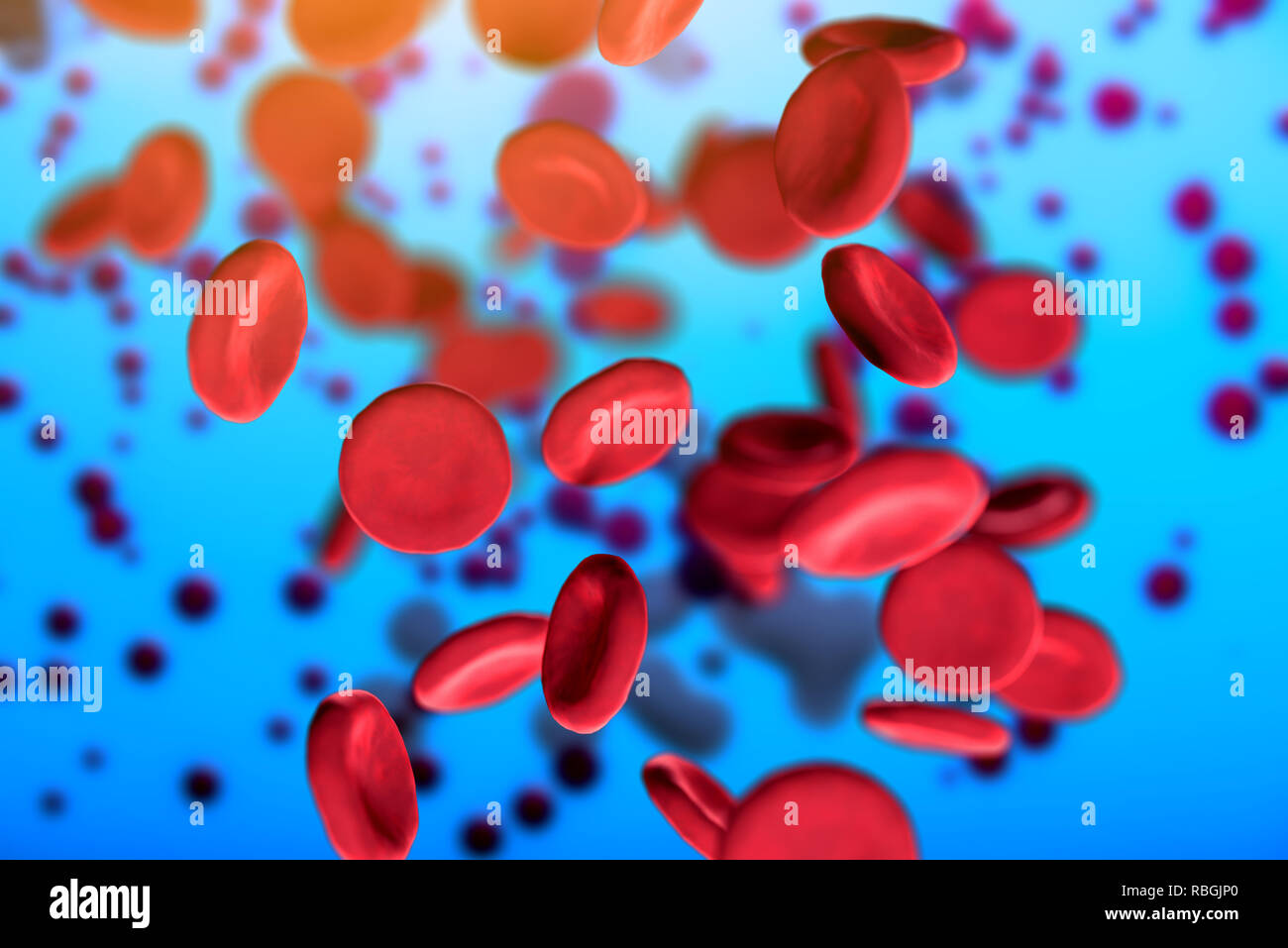 3d illustration of red blood cells erythrocytes close-up under a ...
