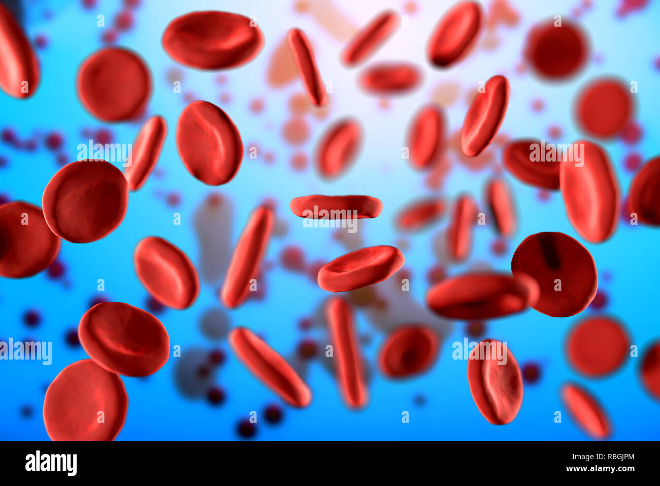 3d illustration of red blood cells erythrocytes close-up under a ...
