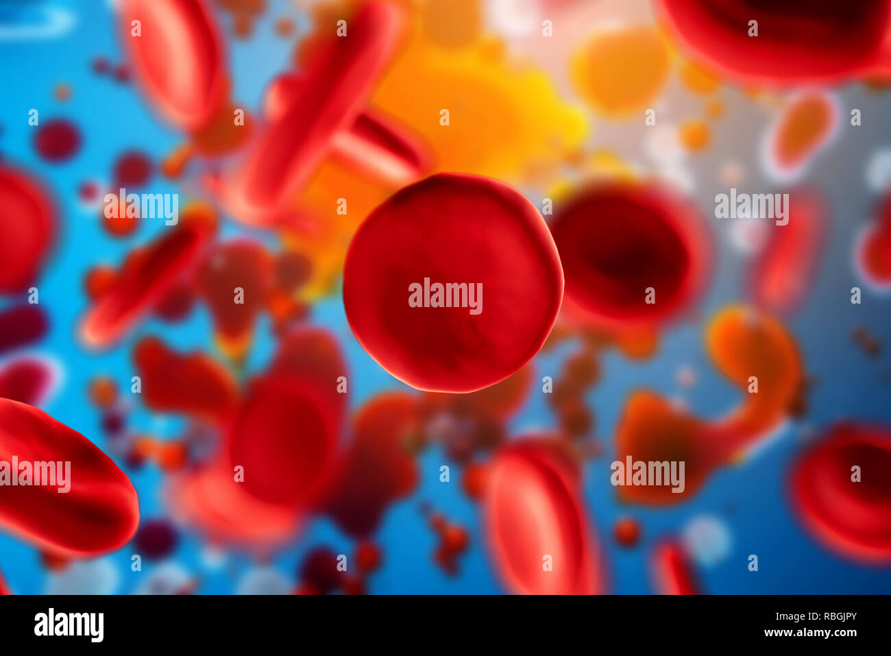 3d illustration of red blood cells erythrocytes close-up under a ...