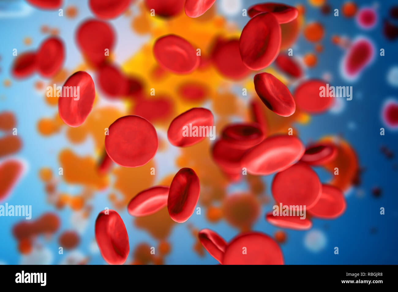 3d illustration of red blood cells erythrocytes close-up under a ...