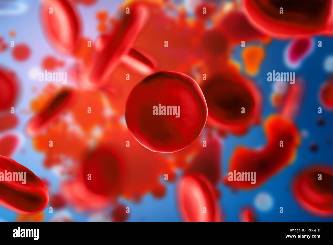 3d illustration of red blood cells erythrocytes close-up under a ...