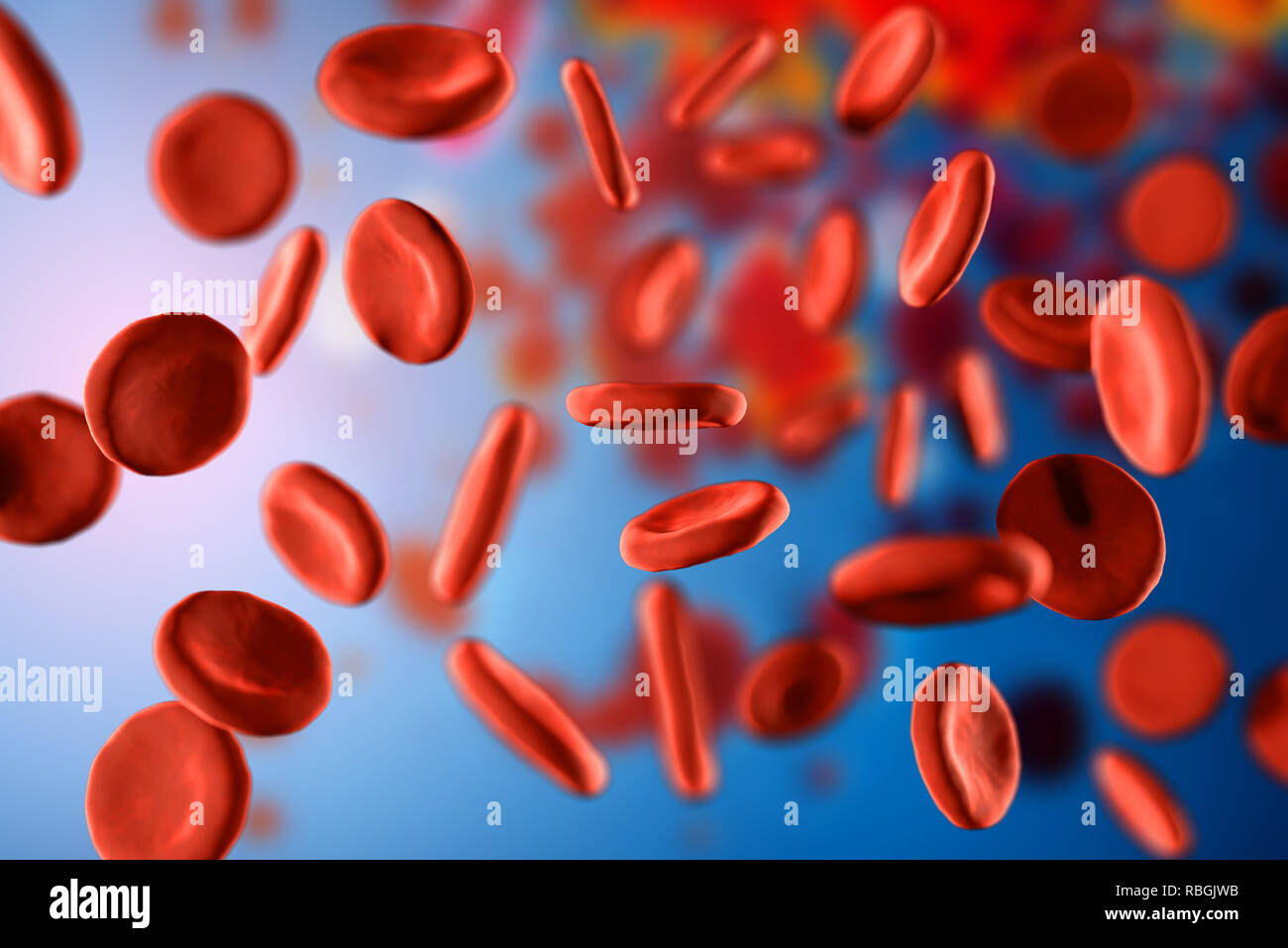 3d illustration of red blood cells erythrocytes close-up under a ...