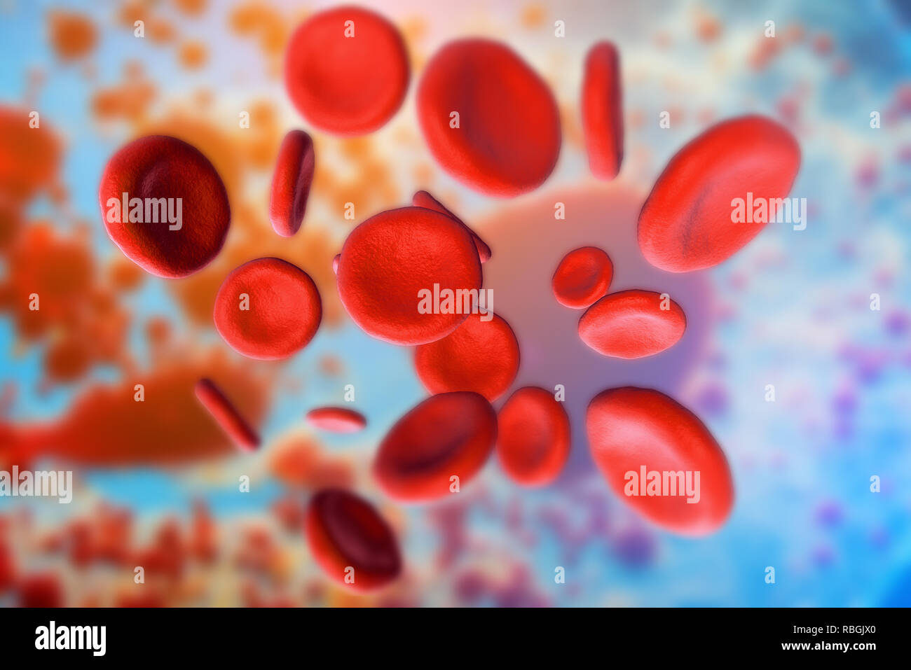 3d illustration of red blood cells erythrocytes close-up under a ...