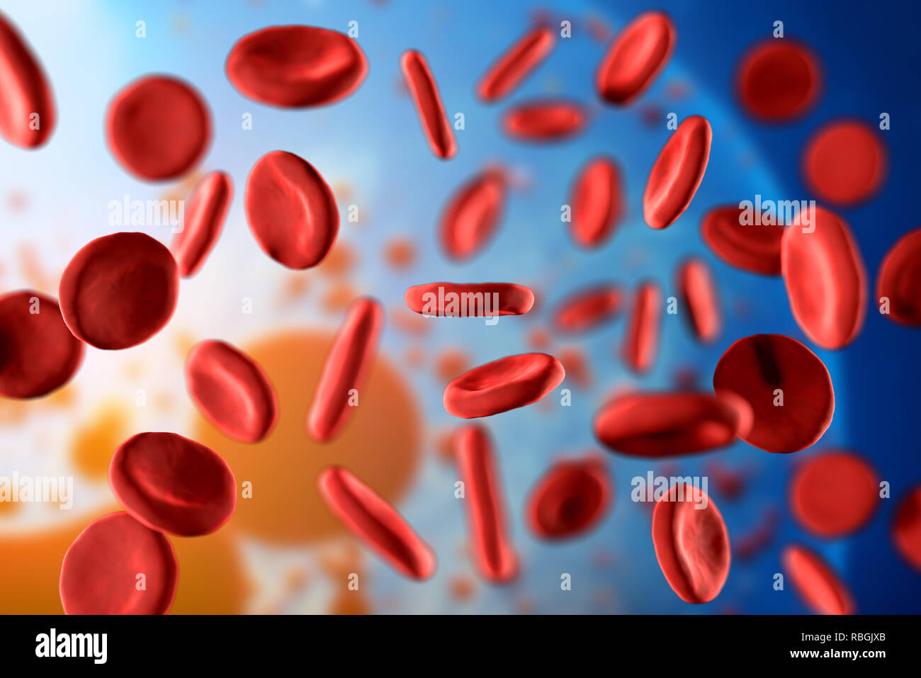 3d illustration of red blood cells erythrocytes close-up under a ...