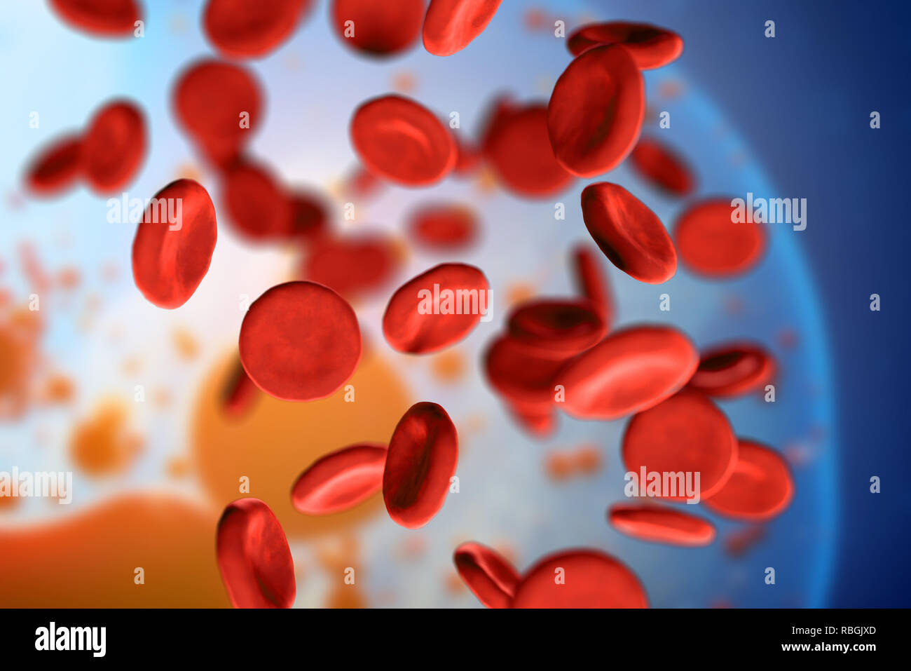 3d illustration of red blood cells erythrocytes close-up under a ...