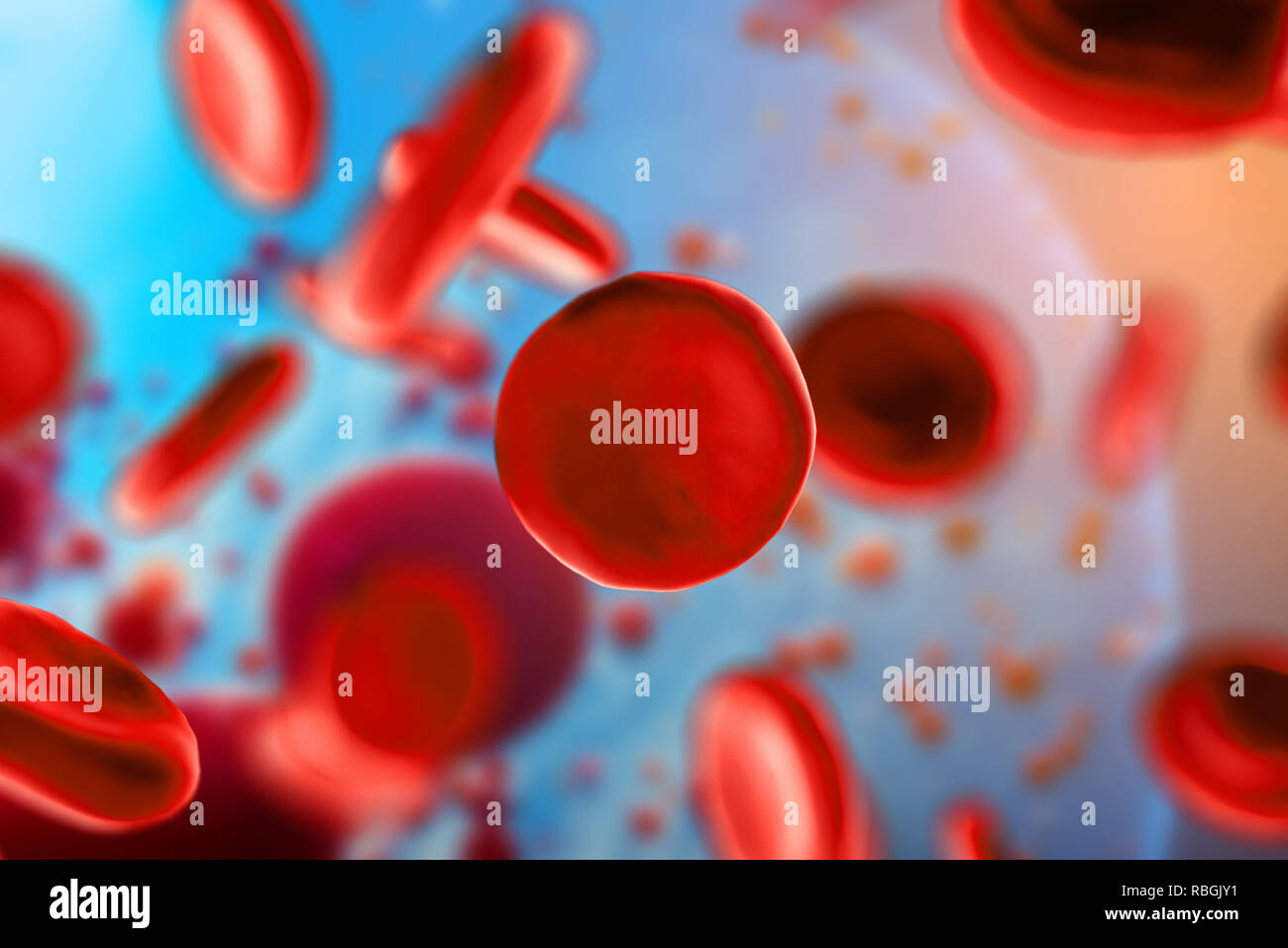3d illustration of red blood cells erythrocytes close-up under a ...