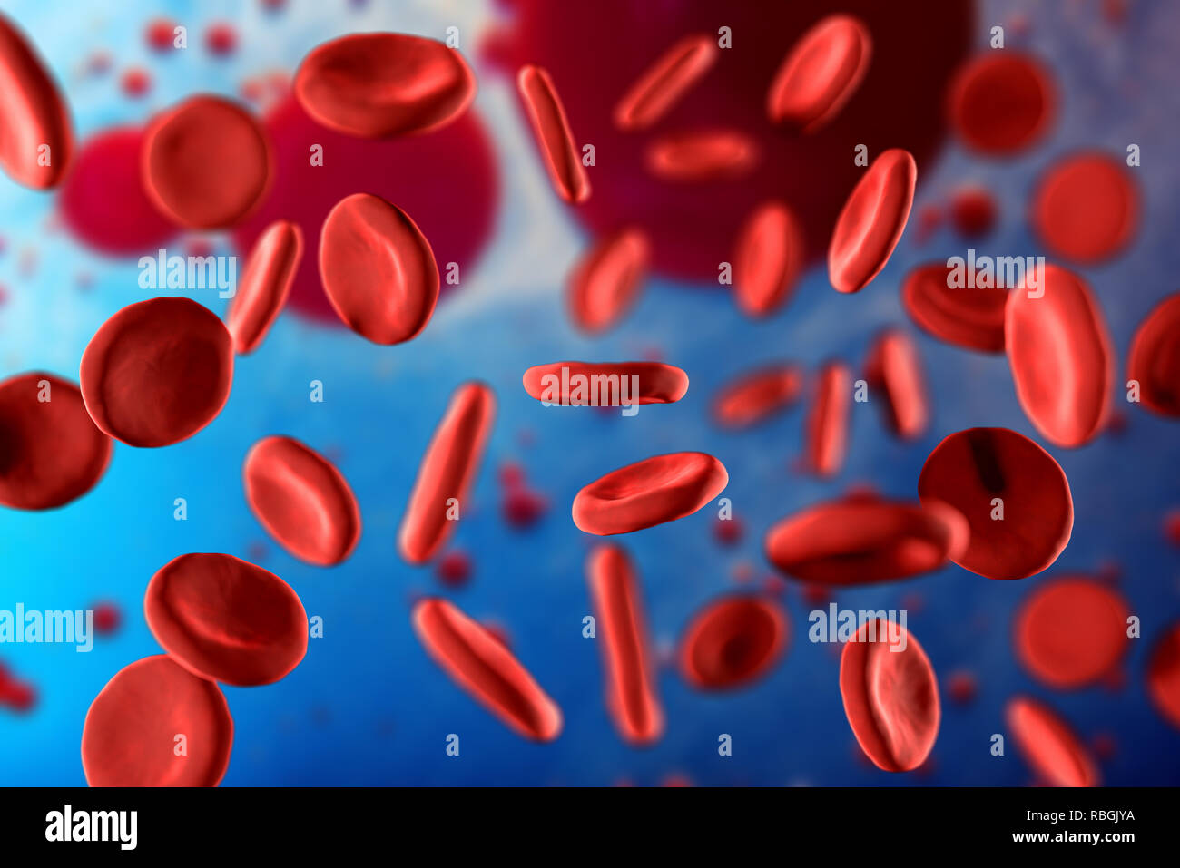 3d illustration of red blood cells erythrocytes close-up under a ...