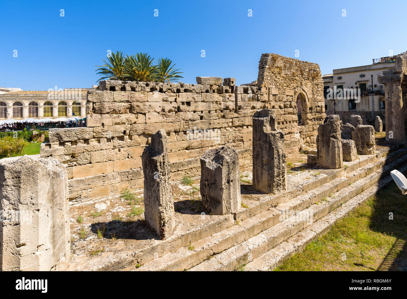 View of the ruins of the Temple of Apollo, an ancient Greek monument in ...