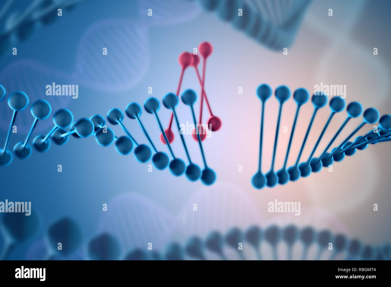 3d Illustration of DNA molecule. The helical molecule of a nucleotide ...