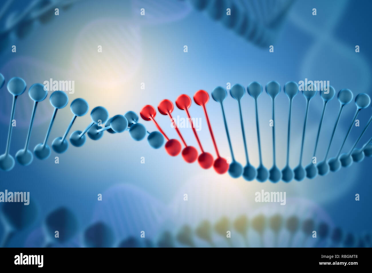 3d Illustration of DNA molecule. The helical molecule of a nucleotide ...