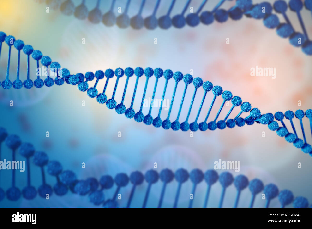 3d Illustration of DNA molecule. The helical molecule of a nucleotide ...