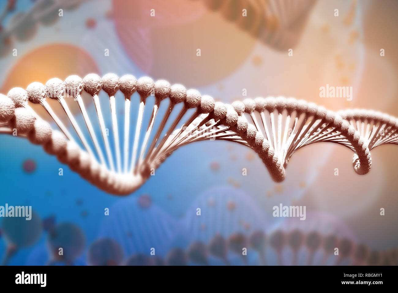 Illustration of DNA molecule. The helical molecule of a nucleotide in ...