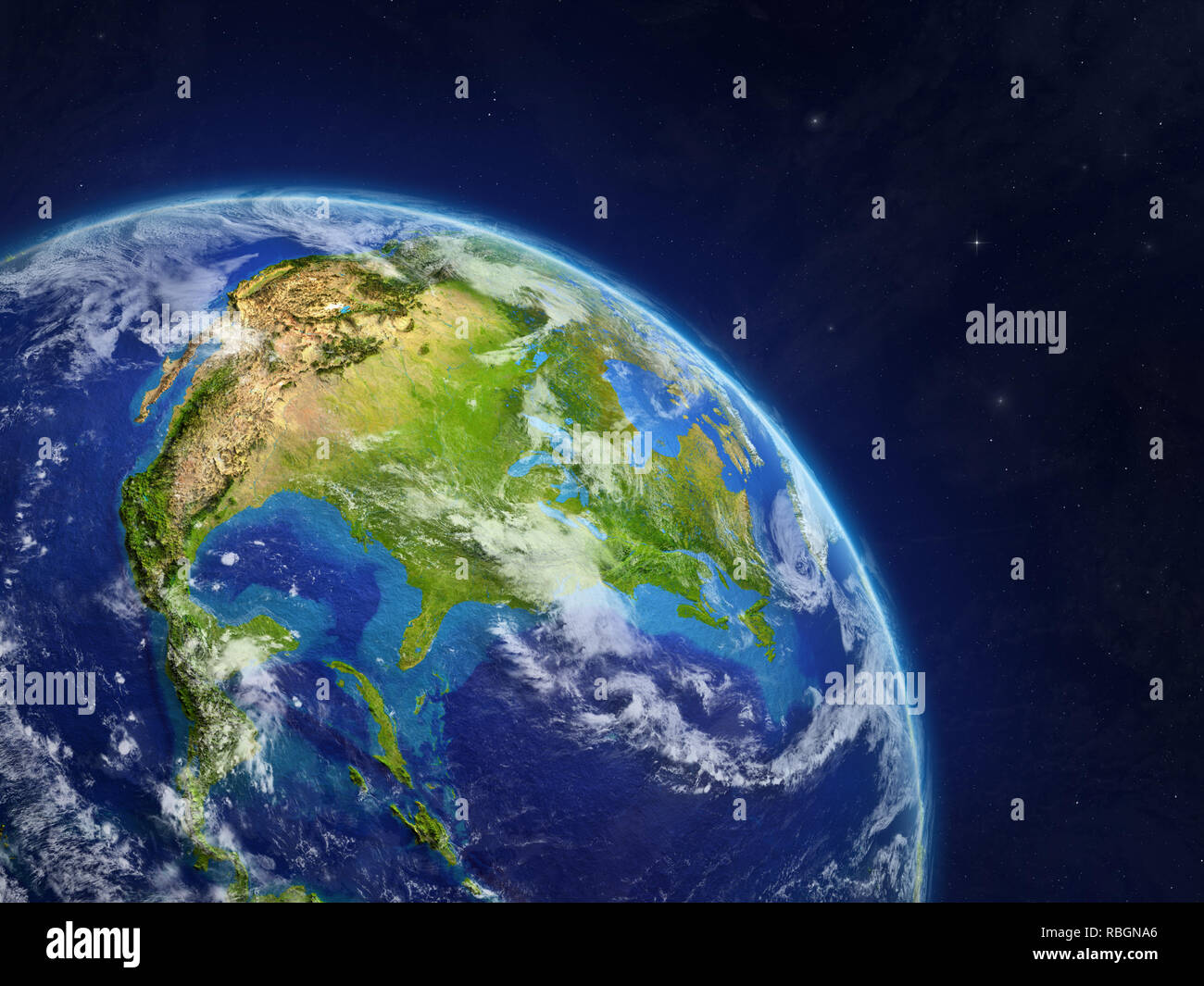 North America from space. Planet Earth with extremely high detail of ...