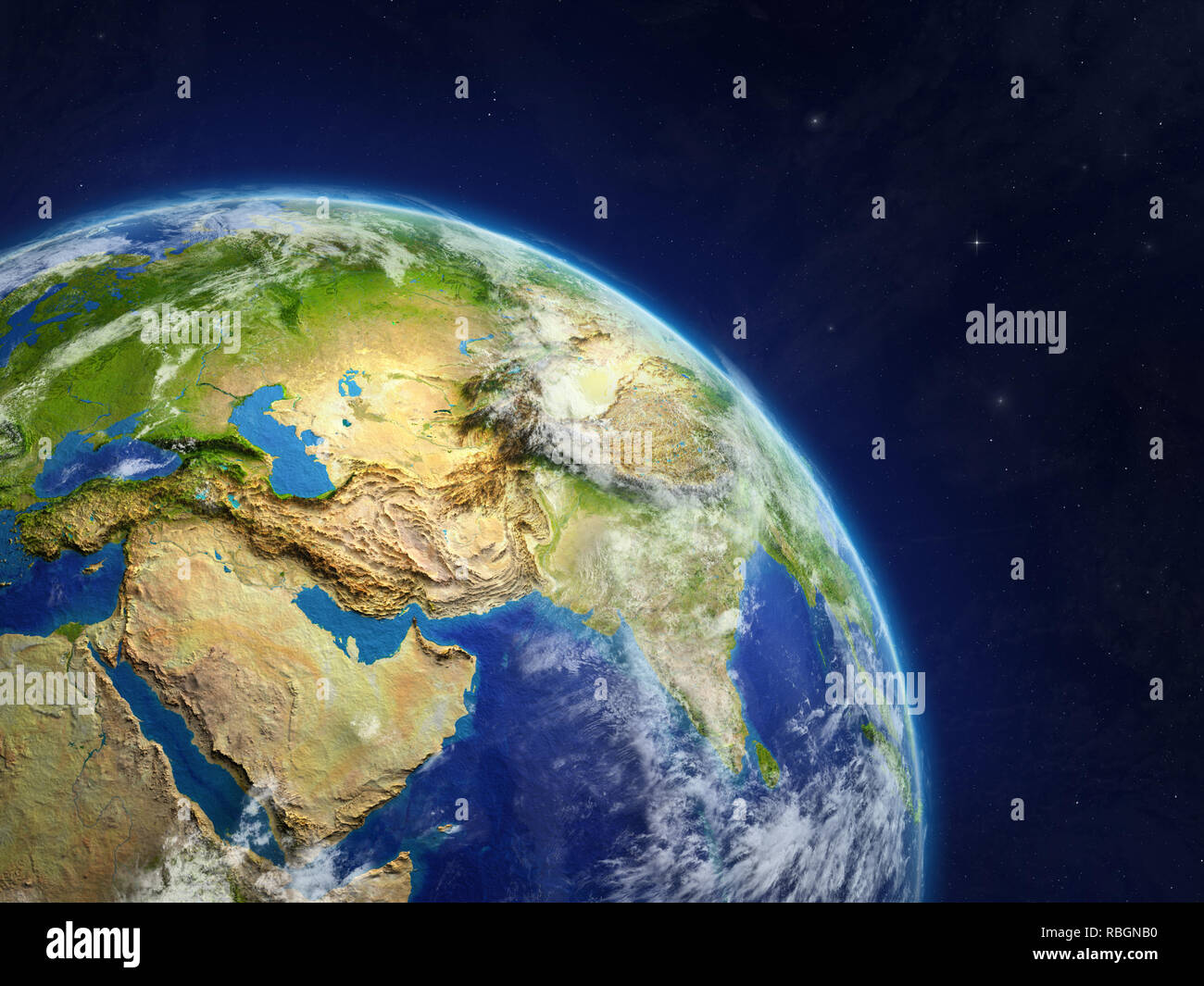 Asia from space. Planet Earth with extremely high detail of planet ...