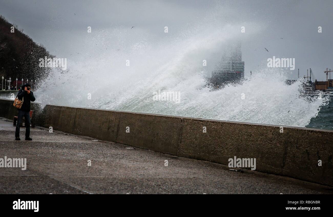 Severe gale (9 at the Beaufort scale) causing backwaters at teh Bay of ...