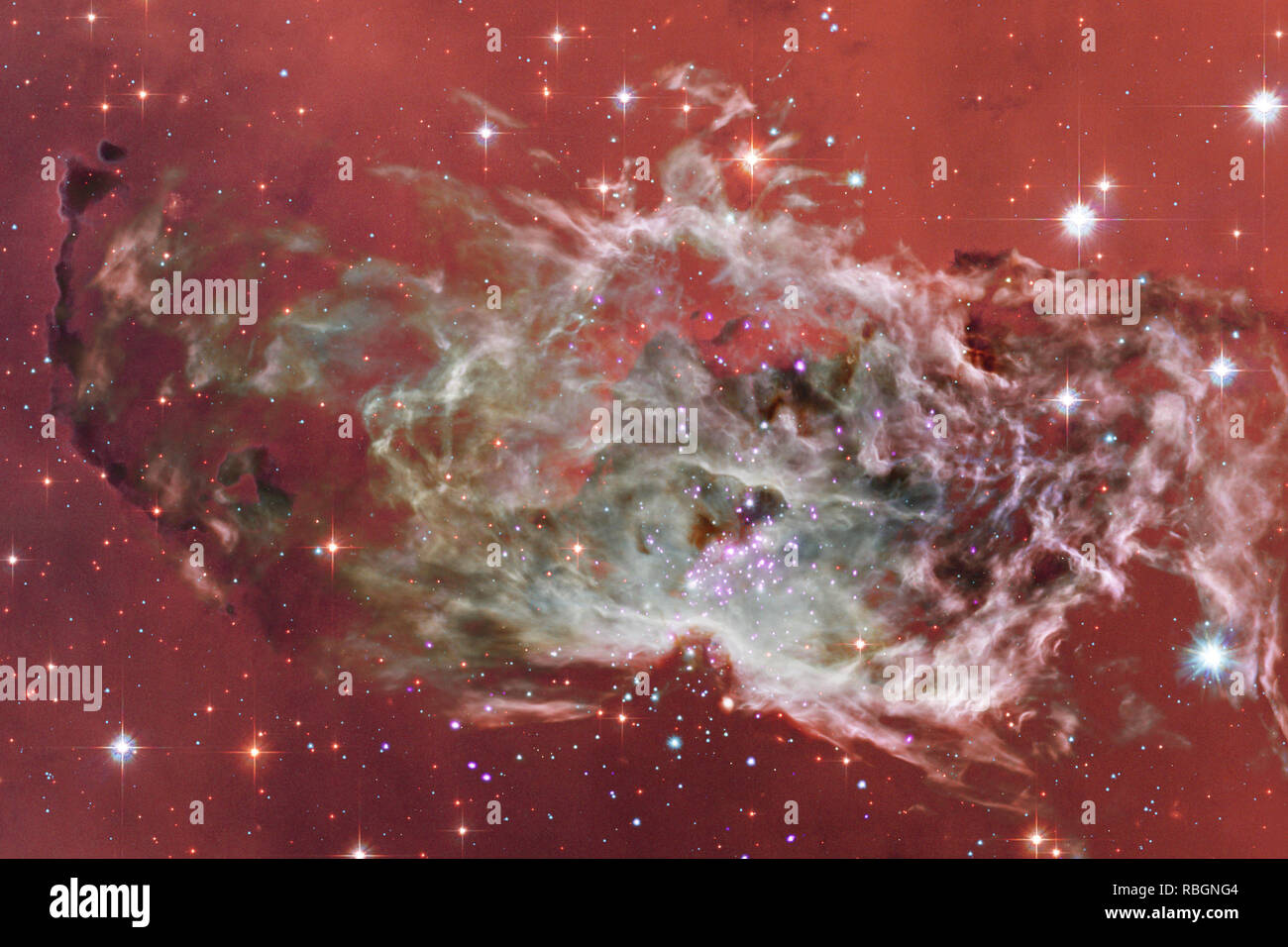 Outer space art. Nebulas, galaxies and bright stars in beautiful ...