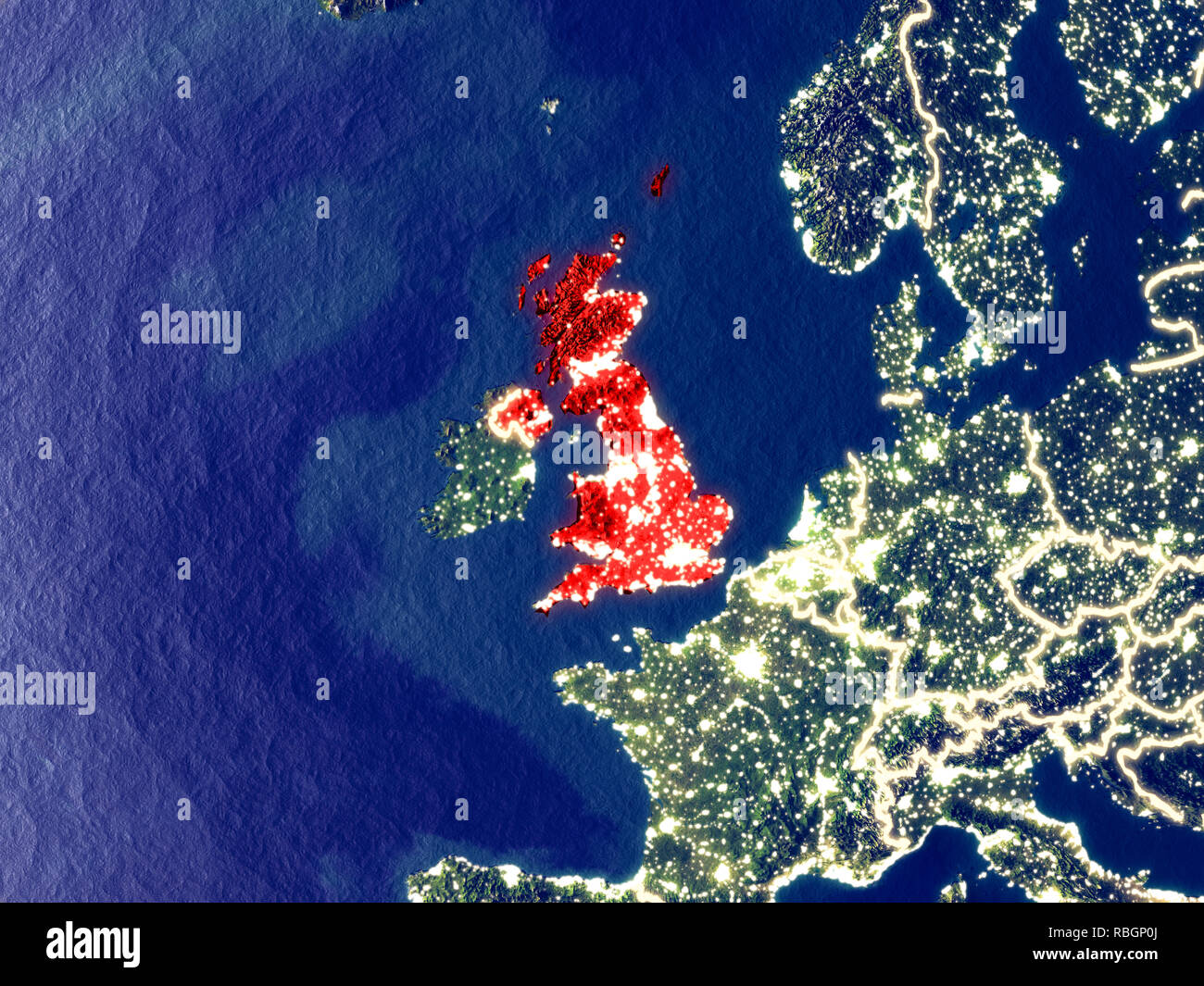 Britain with the lights on and map hi-res stock photography and images ...