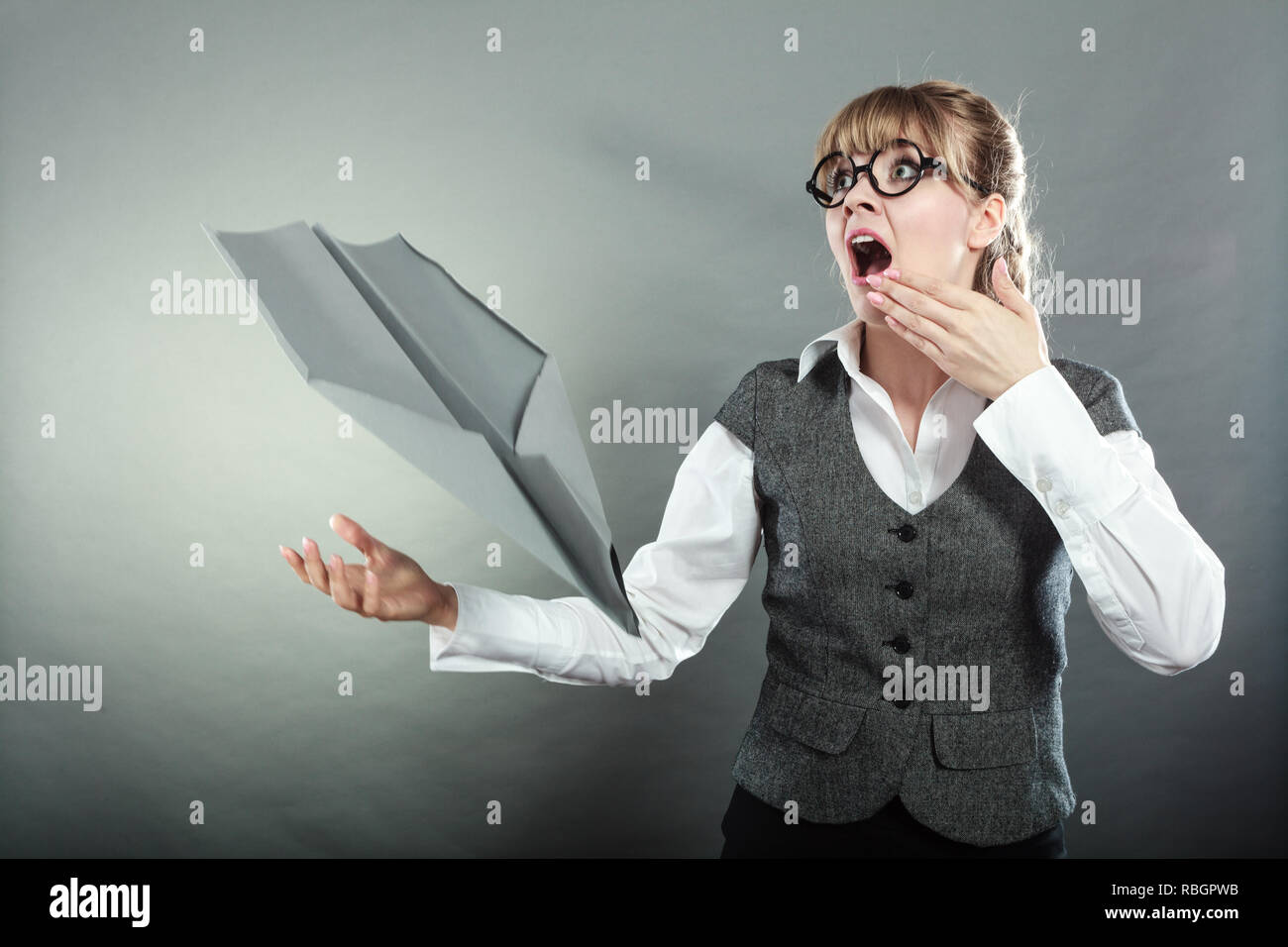 Woman scared airplane hi-res stock photography and images - Alamy