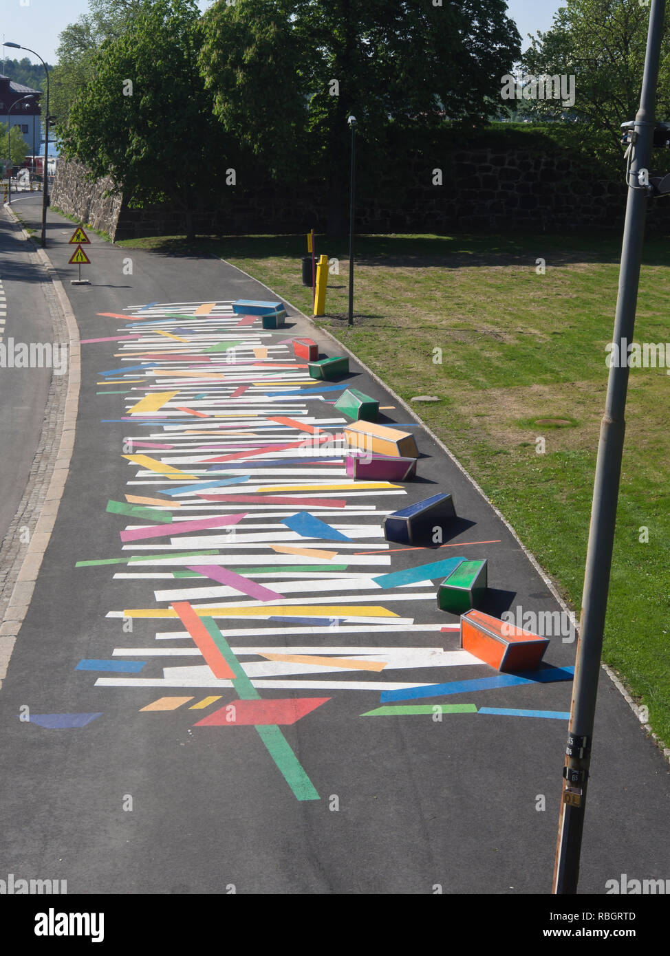 Colourful pavement decor and furniture as a part of upgrading the inner ...