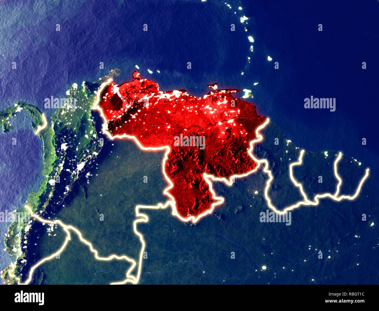 Night map of venezuela hi-res stock photography and images - Alamy