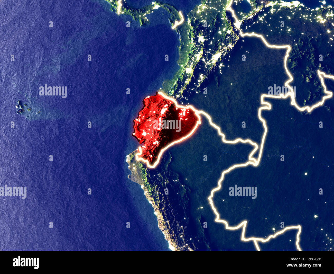 Map Of Ecuador At Night