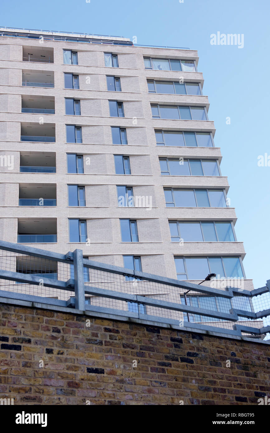 Detail of modern apartment building showing shapes and lines Stock ...
