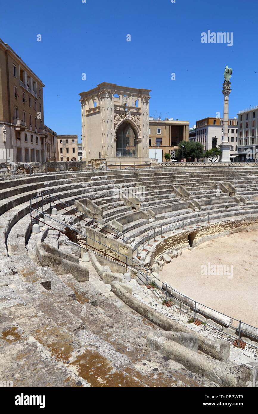 Lecce, Italy - ancient Roman Amphitheater. City in Salento peninsula ...