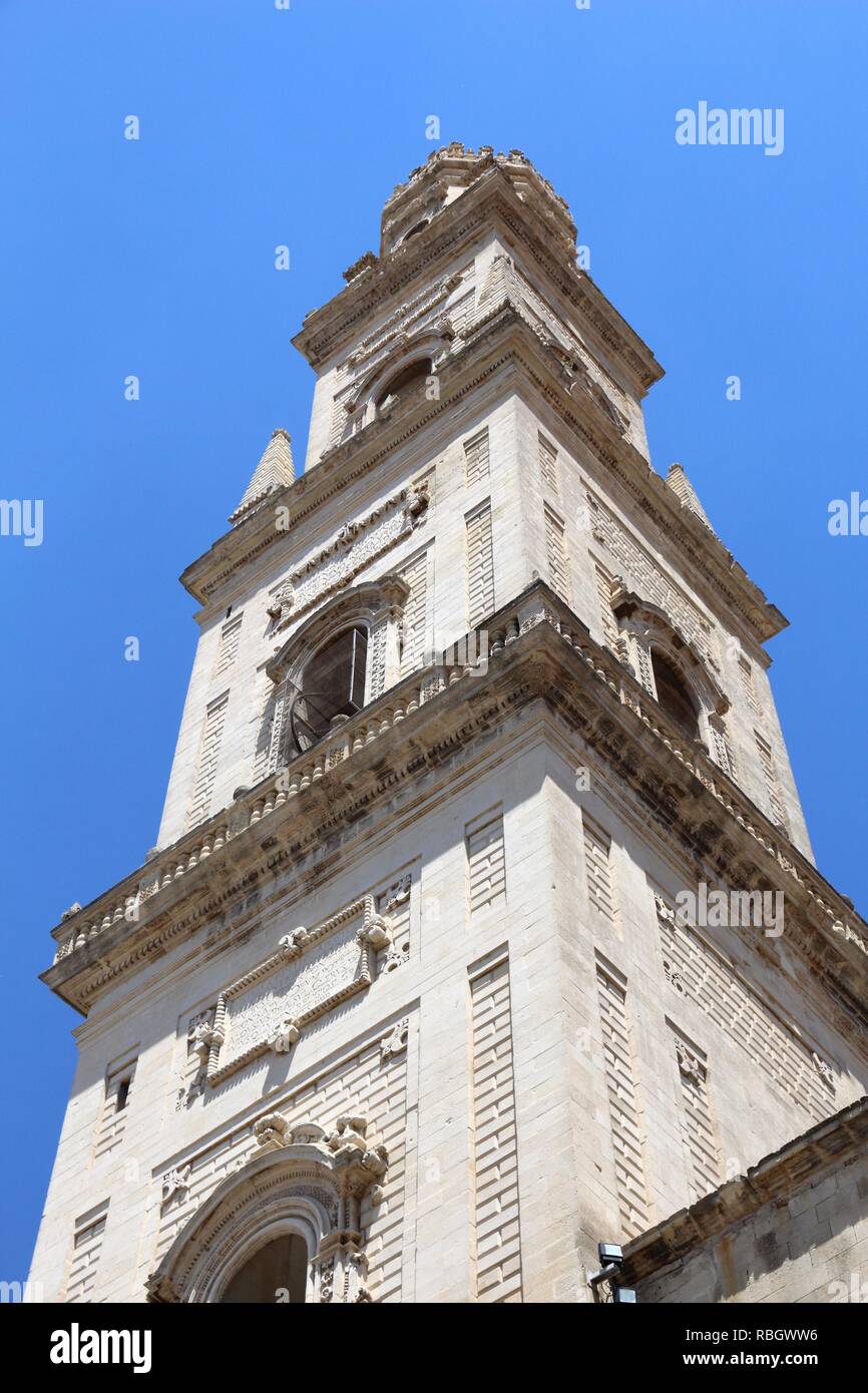 Lecce Cathedral bell tower in Italy. Baroque architecture - campanile ...