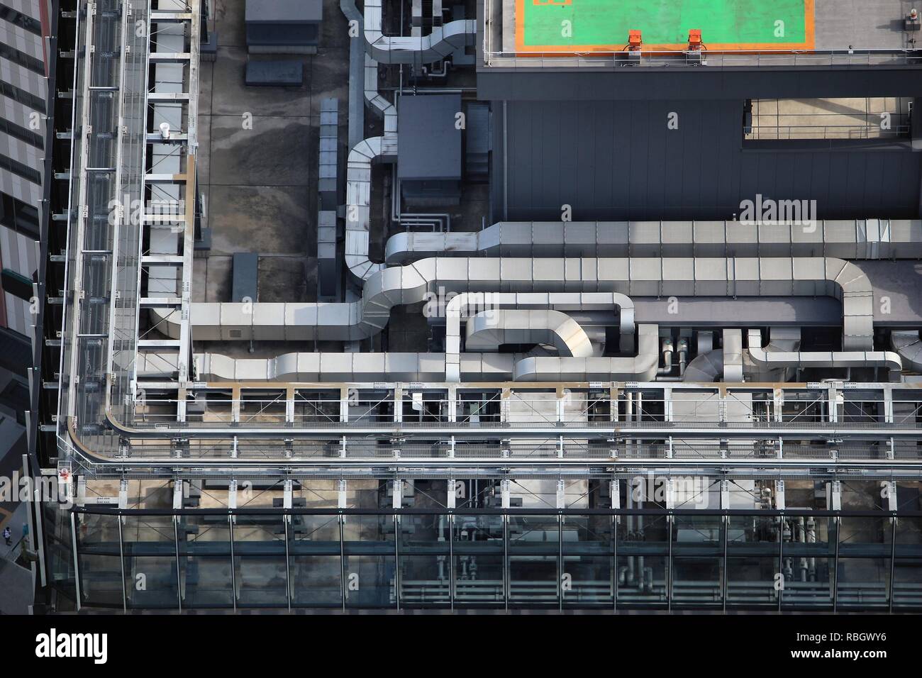 Industrial air conditioning technology - skyscraper rooftop view in ...