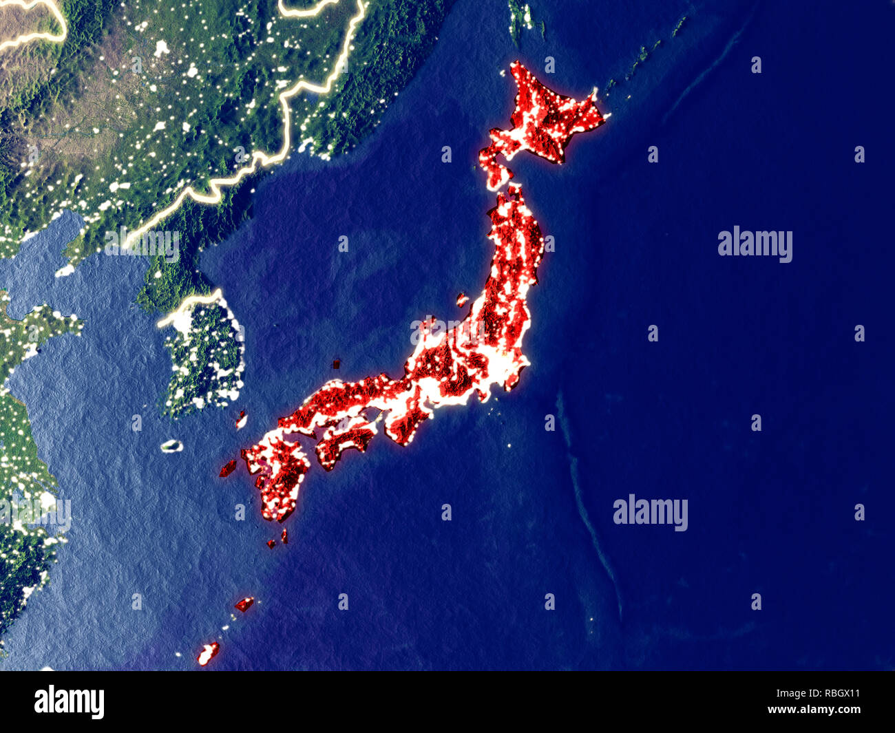Earth From Space Night Japan High Resolution Stock Photography and ...