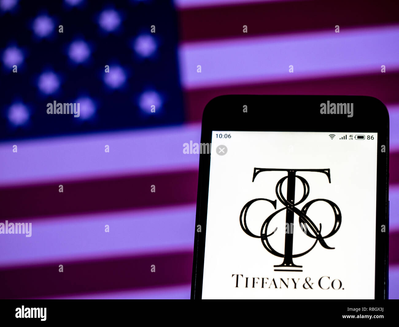 Tiffany & Co. Jewelry company logo seen displayed on smart phone Stock ...