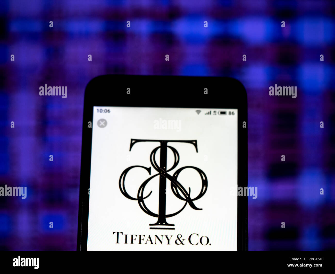 Tiffany & Co. Jewelry company logo seen displayed on smart phone Stock ...
