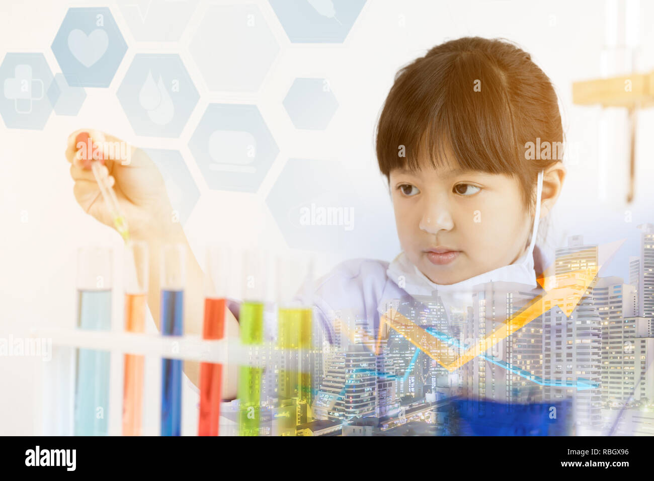 Asian girl doing laboratory test, science classroom Stock Photo - Alamy