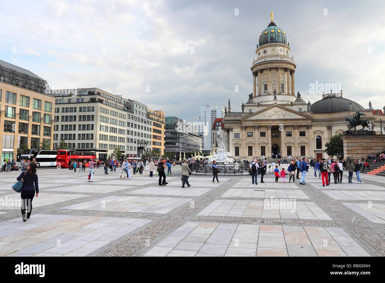 BERLIN, GERMANY - AUGUST 26, 2014: People visit Gendarmenmarkt square ...