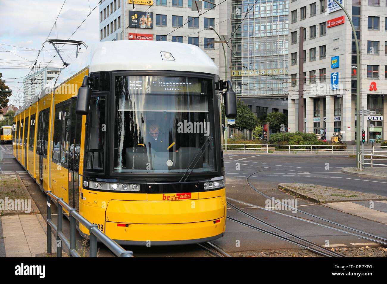 BERLIN, GERMANY - AUGUST 25, 2014: People ride tram in Berlin. Berlin ...