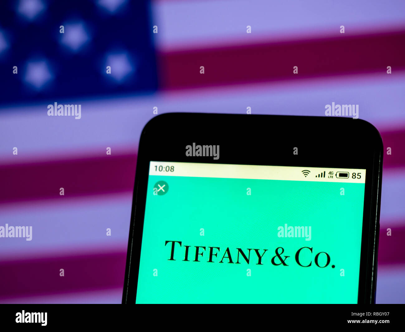 Tiffany & Co. Jewelry company logo seen displayed on smart phone Stock ...