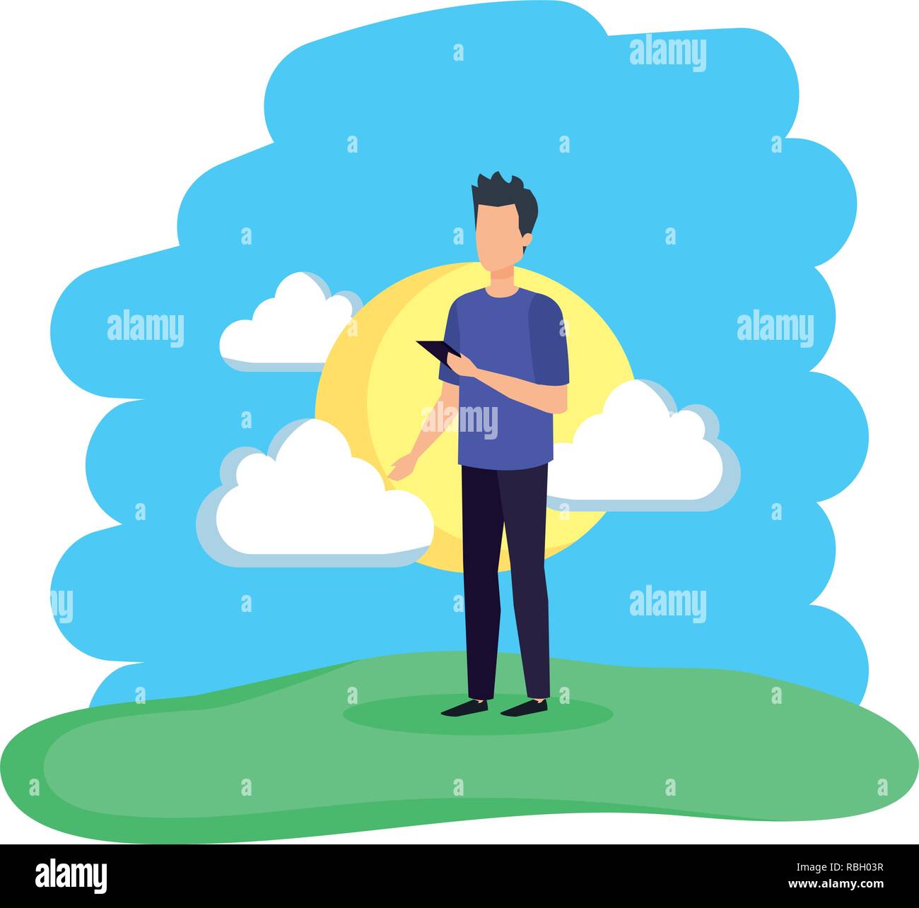 young man in the landscape Stock Vector Image & Art - Alamy
