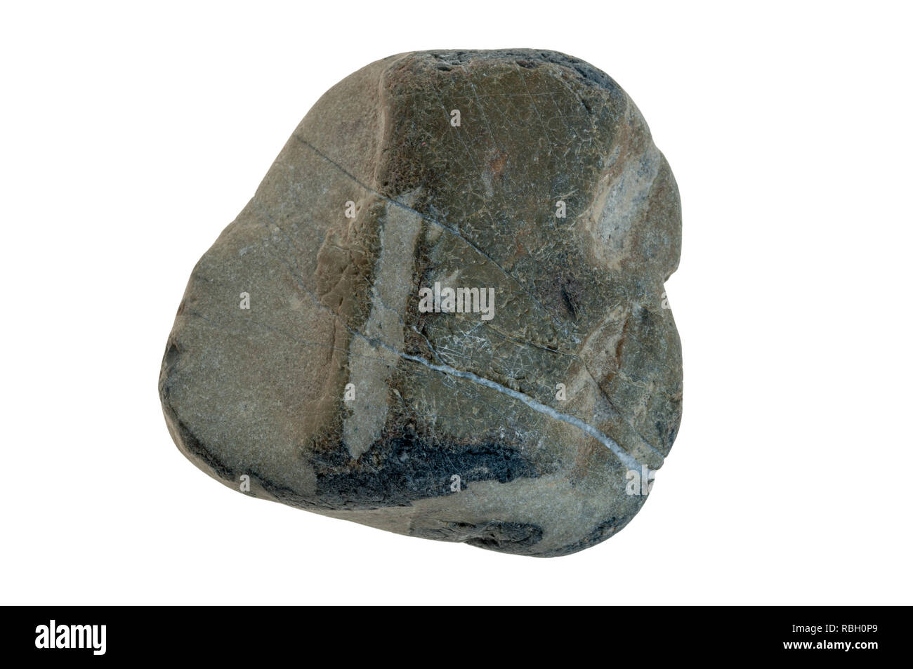 Single grey pebble isolated on white Stock Photo - Alamy